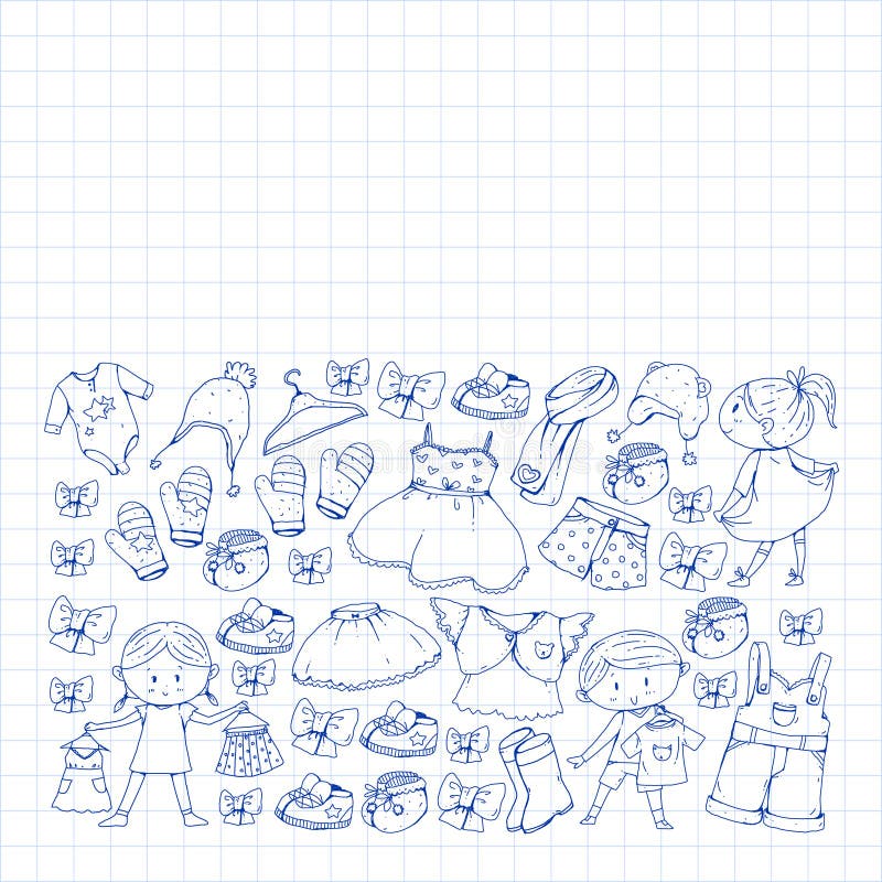 Children Clothes. Background for Babies, Kids Patterns. Stock Vector ...
