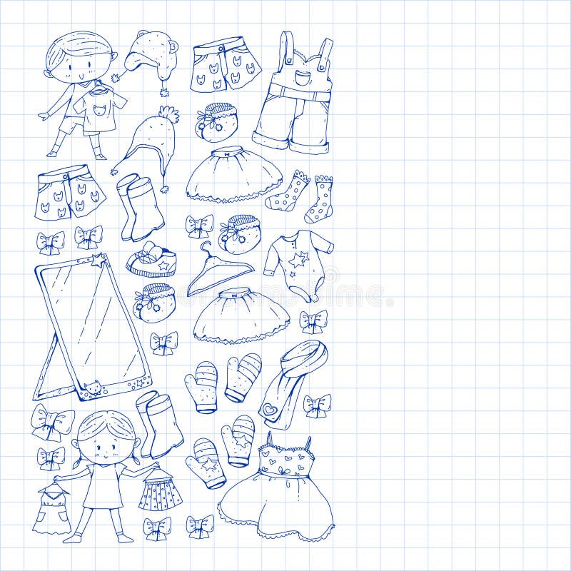 Children Clothes. Background for Babies, Kids Patterns. Stock Vector ...