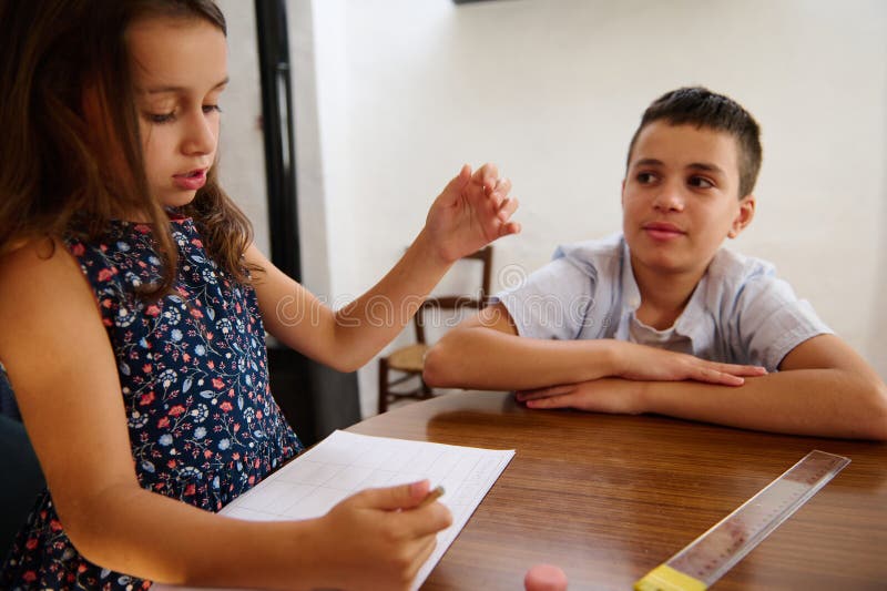 Children Collaborating on a School Project Stock Image - Image of ...