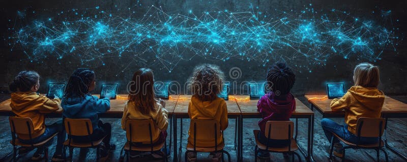 Children Collaborating on Technology with Futuristic Neural Network ...