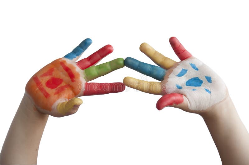 Color painted child hand stock image. Image of classroom - 9583415