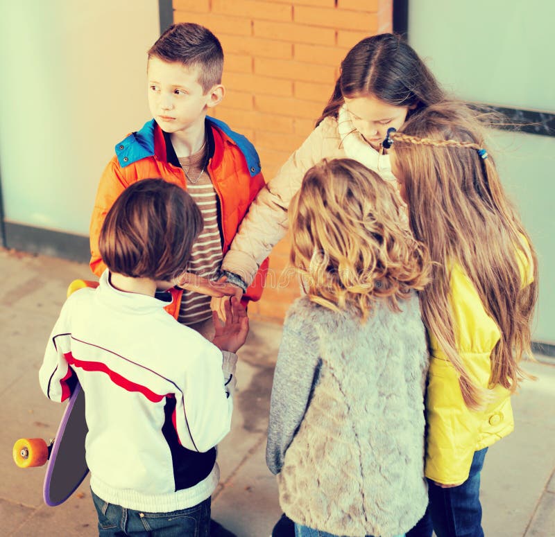Children Communicate in Yard Stock Image - Image of relationship ...