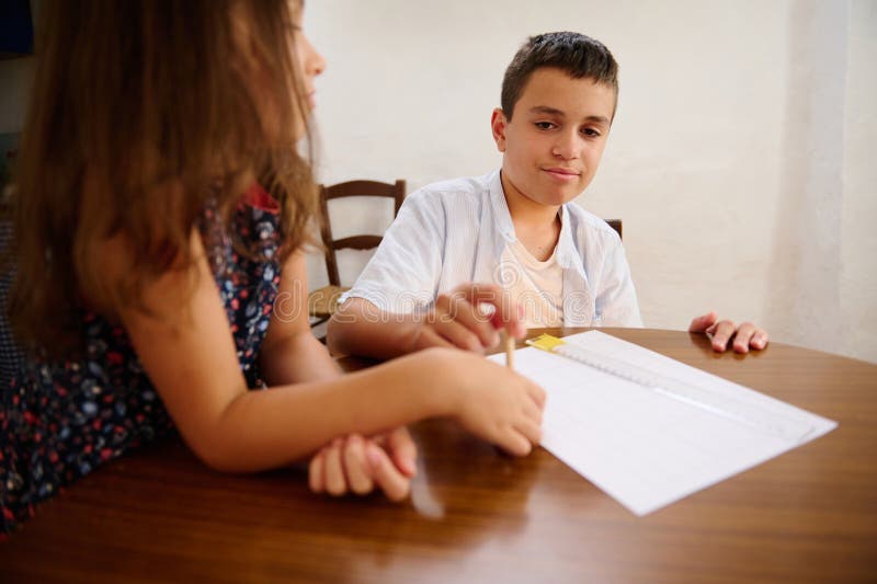 Children Completing a Task Together Stock Photo - Image of bonding ...