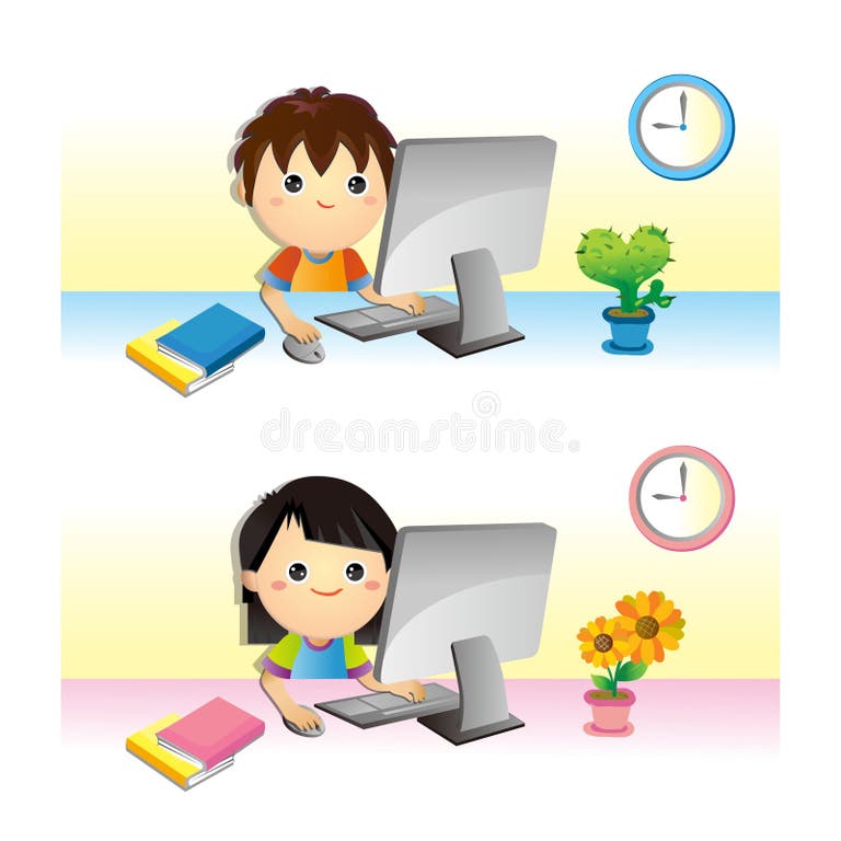 Children Computer Stock Illustrations – 35,513 Children Computer Stock ...