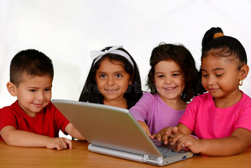 Children on Computer stock image. Image of friends, portrait - 44571557