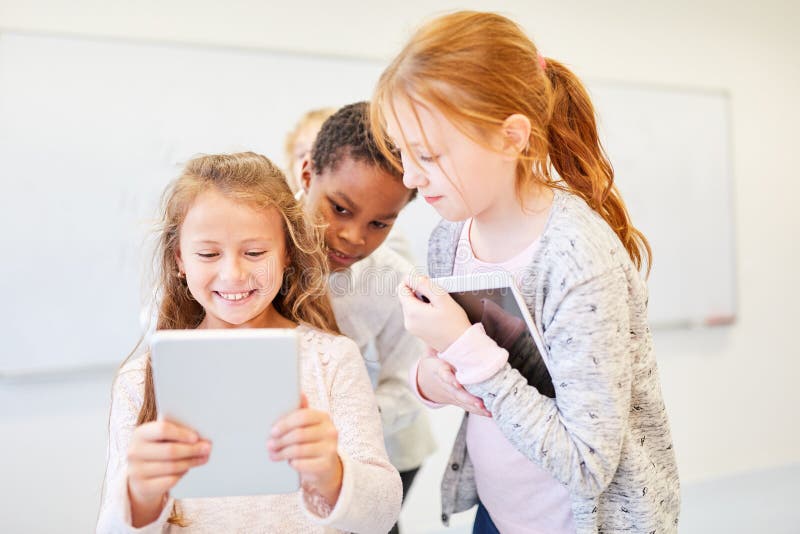 Children in Computer Science Learn Lessons Online Stock Photo - Image ...