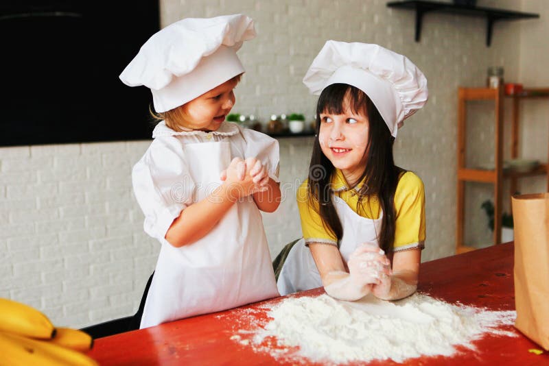 The Children Cook Portrait. Stock Image - Image of closeup, little ...