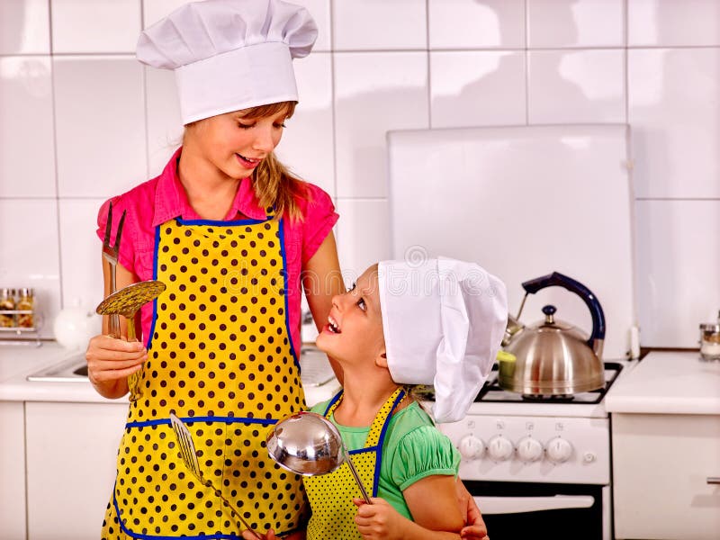 Children Cooking at Kitchen. Stock Photo - Image of cooking, people ...