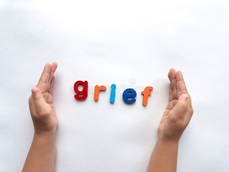 Children Coping with Grief. Colorful Letters and Hands Expressing ...