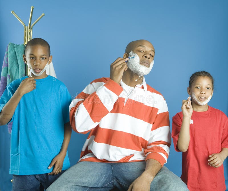 Children Copying Their Father Stock Image - Image of american, blue: 778819