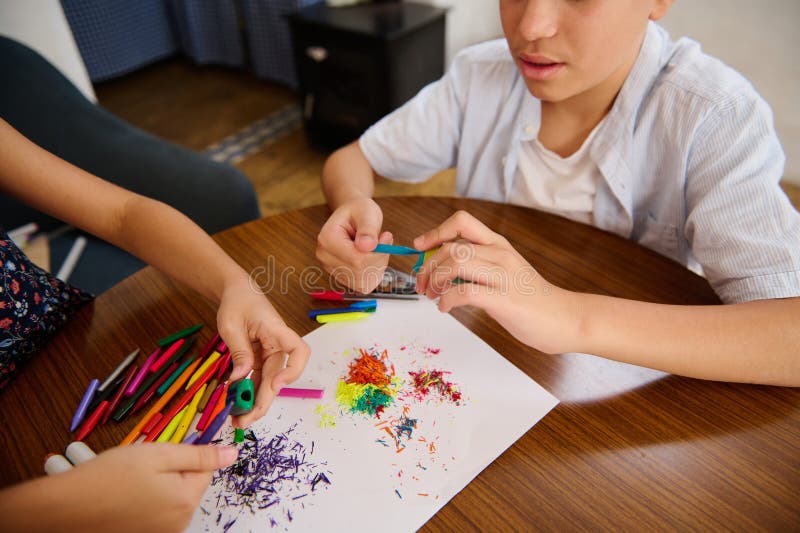 Children Creating Colorful Art Together Stock Photo - Image of ...