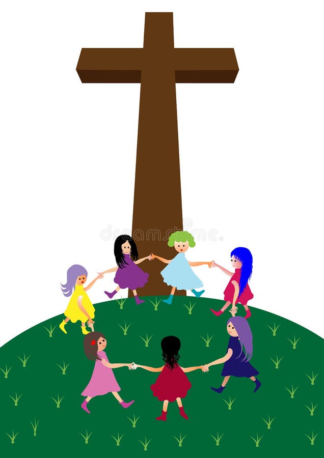 Children with cross stock vector. Illustration of design - 31720054