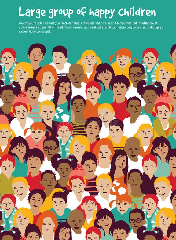 Children Crowd Group Multinationals and Sky. Stock Vector ...