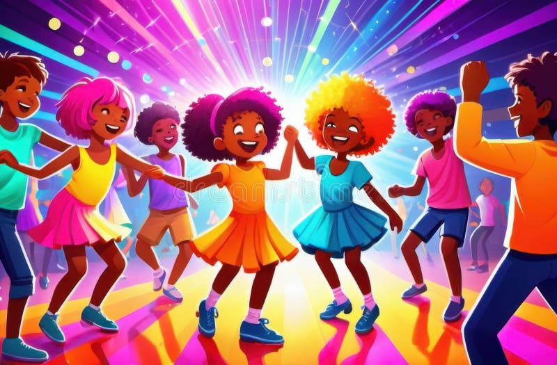 Children Dancing in a Discotheque at 24-1-2025 Stock Illustration ...