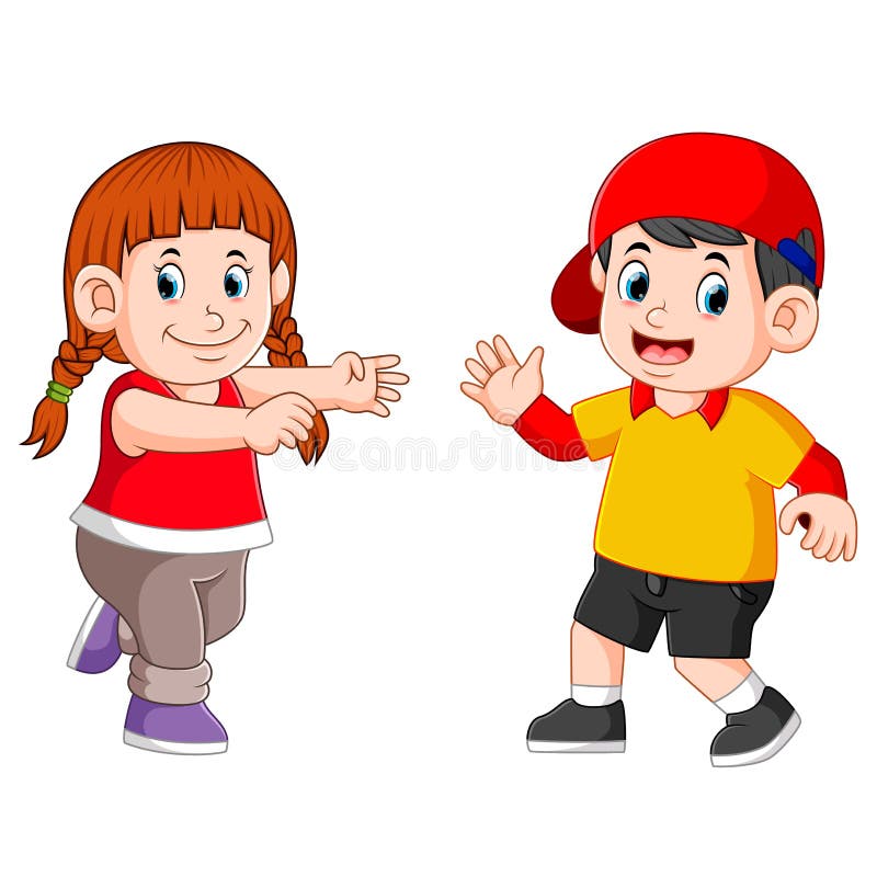 The Children are Dancing Together with the Happy Face Stock Vector ...