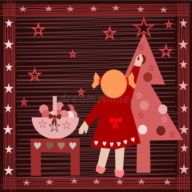 Children Decorating The Tree Stock Illustration - Illustration of love ...