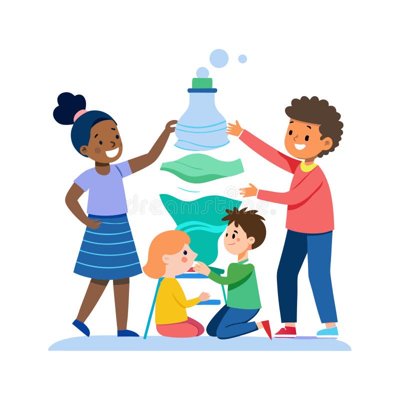 Children Demonstrate the Water Cycle with a Plastic Bottle in a ...