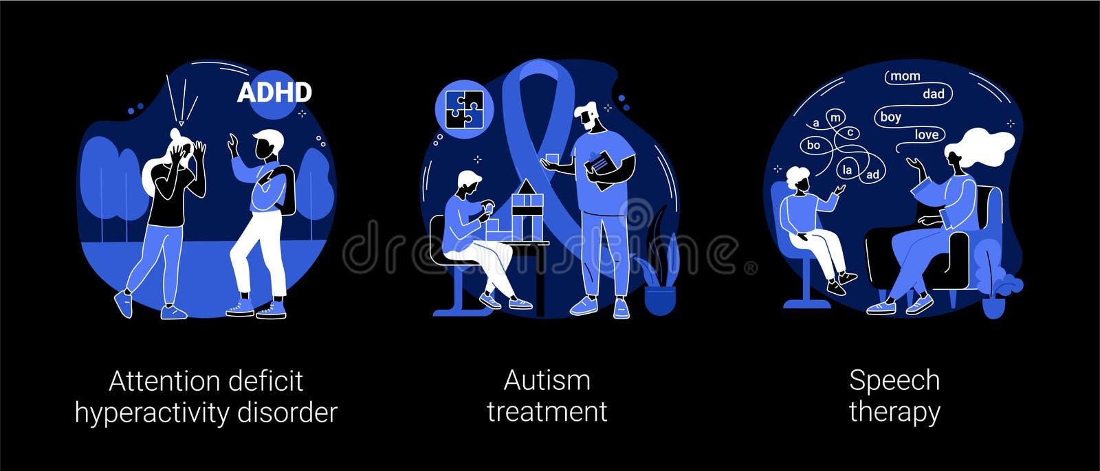 Children with Autism Sensory Development Isolated Cartoon Vector ...