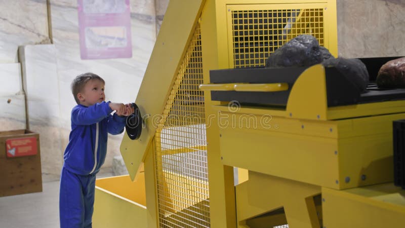 Children Development, Little Cute Kid Playing on Stone Mining Simulator ...