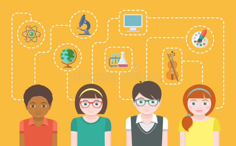 Children with Different Interests Stock Vector - Illustration of ...