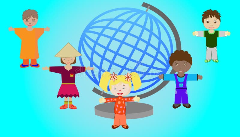 Children of Different Nations of the World Together Stock Vector ...