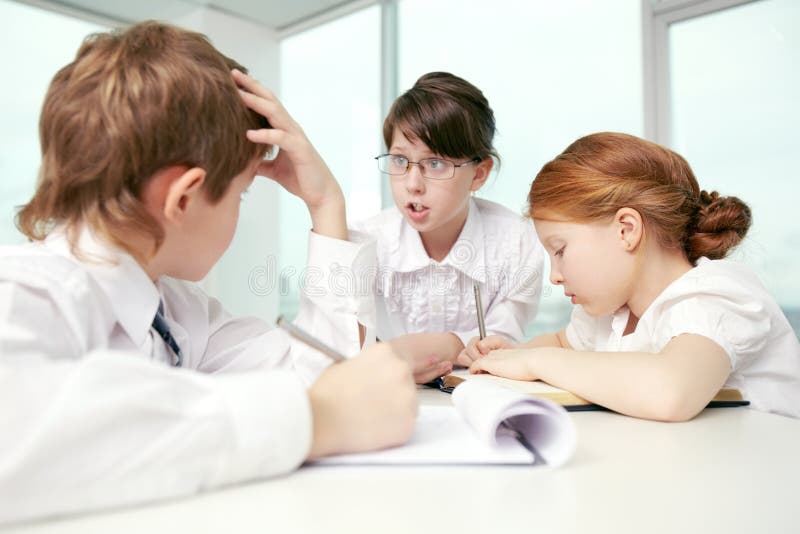 Children at discussion stock image. Image of meeting - 78185929