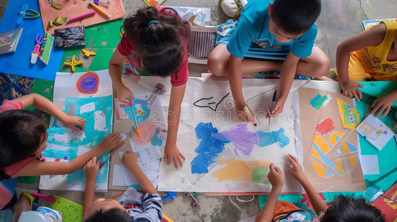 Children Do Creative Project Stock Illustration - Illustration of ...