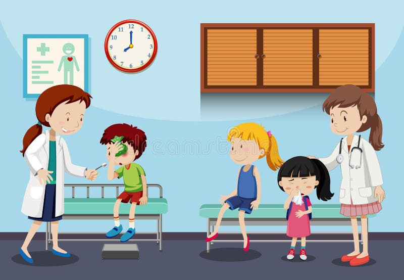 Children and Doctors in Clinic Stock Vector - Illustration of doctor ...