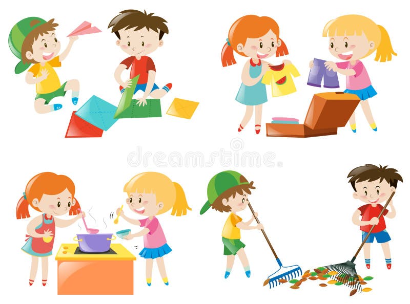 Boy Doing Different Activities Stock Illustrations – 345 Boy Doing ...