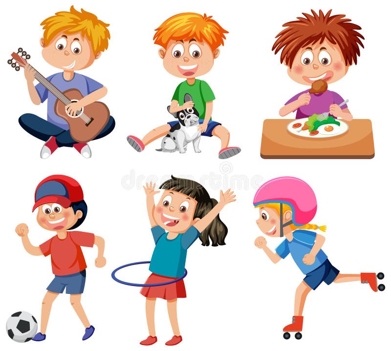 Children Doing Different Activities Set Stock Vector - Illustration of ...