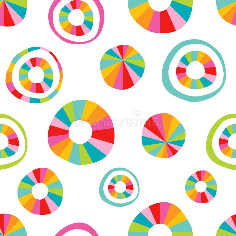Children Doodle Hand Drawn Round, Circle Color Pattern. Stock ...