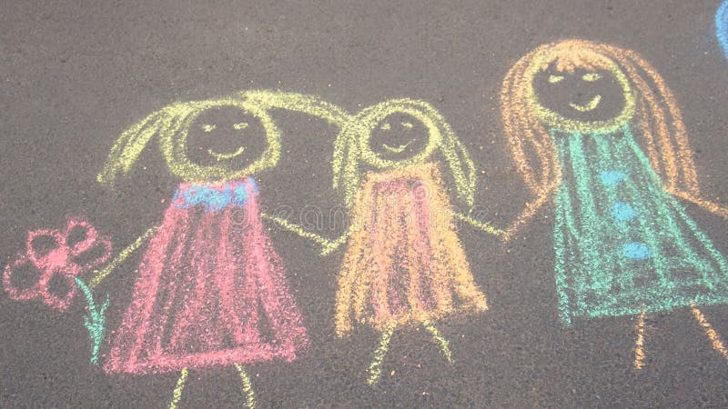 Children Draw on the Asphalt with Chalk. Elective Focus Stock Footage ... Children Draw on the Asphalt with Chalk. Elective Focus Stock Footage ...