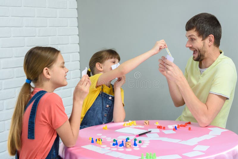 Children Draw Dad`s Card in a Fun Board Game Stock Image - Image of ...