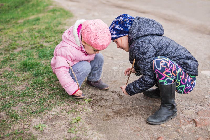 Children Draw on the Ground Stock Photo - Image of cheerful, artist ...