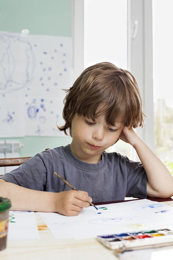 Children draw in home stock photo. Image of lifestyles - 58040746