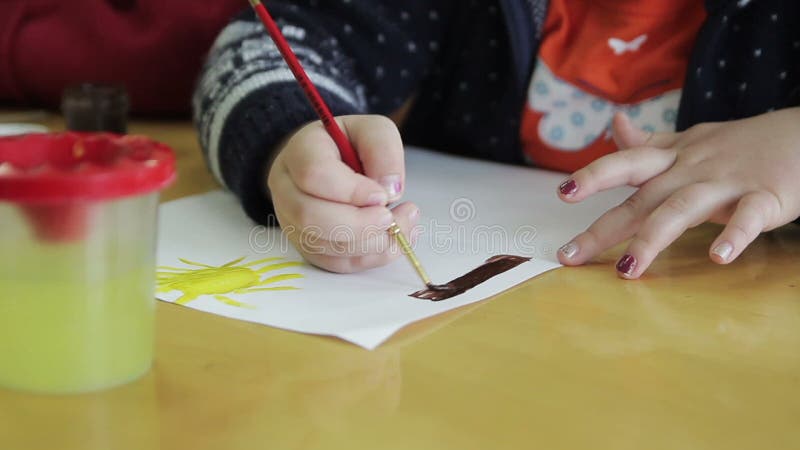 Children Draw in Kindergarten on Paper Stock Video - Video of draw ...