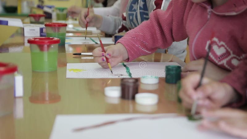 Children Draw in Kindergarten on Paper Stock Video - Video of draw ...
