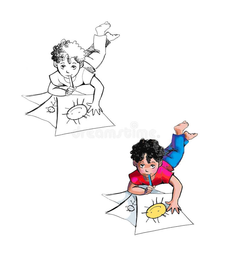 Children drawing stock illustration. Illustration of writing - 8878300