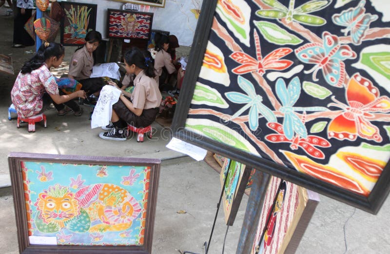 Children Drawing Batik Pattern Editorial Stock Photo - Image of central ...