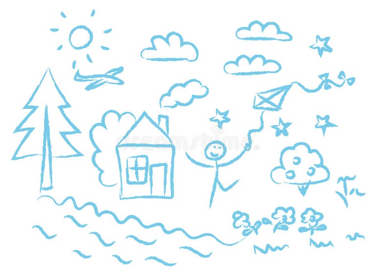 Children Drawing Blue Symbols Vector Set Stock Illustrations – 202 ...