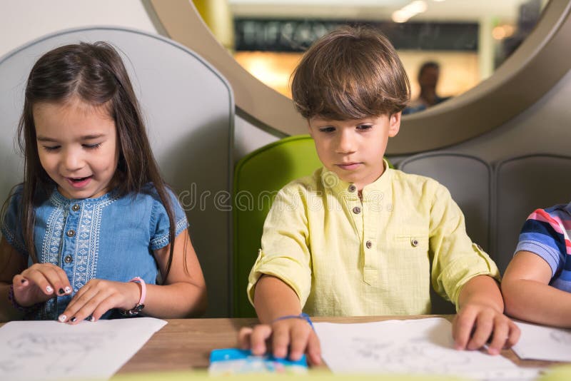 Children Drawing on a Class Stock Photo - Image of childhood, drawing ...