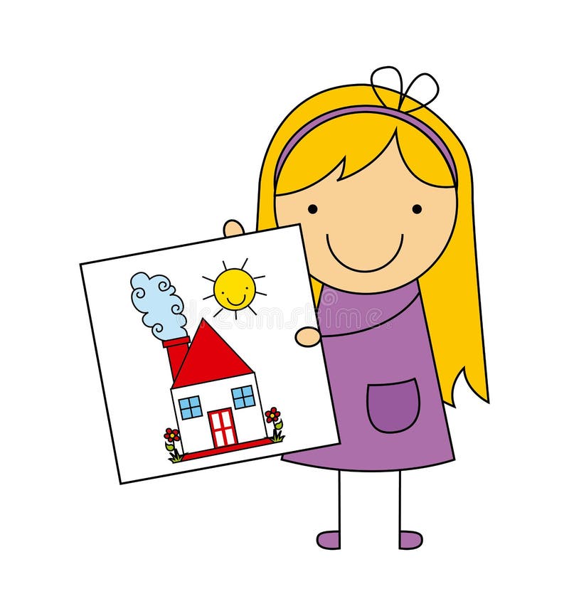 Children drawing design stock vector. Illustration of house - 46030232