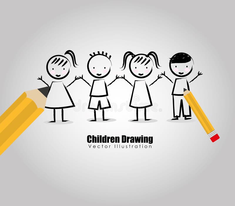 Children drawing design stock illustration. Illustration of children ...