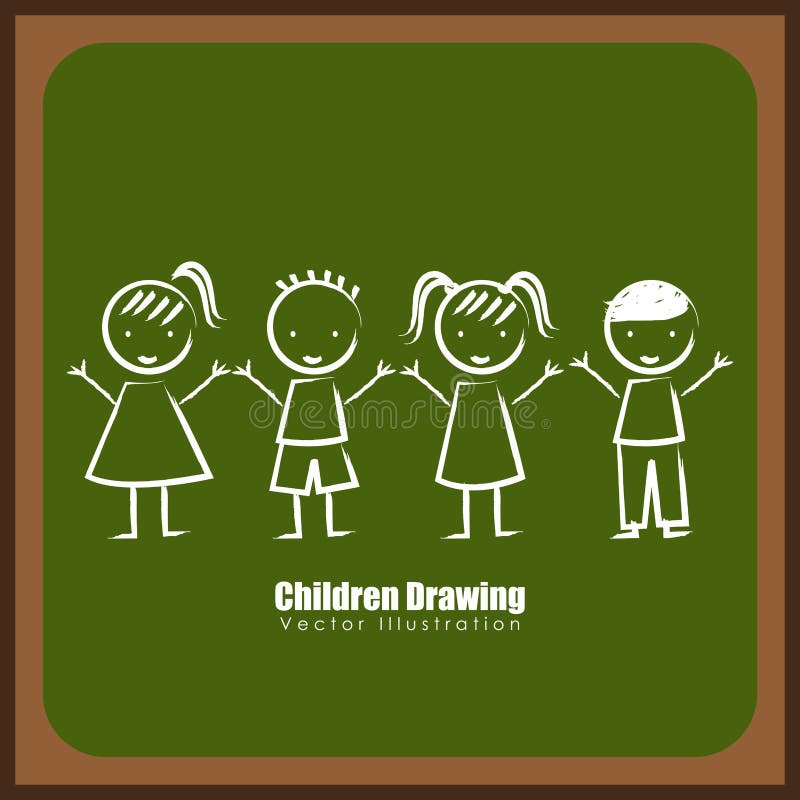 Children drawing design stock illustration. Illustration of female ...