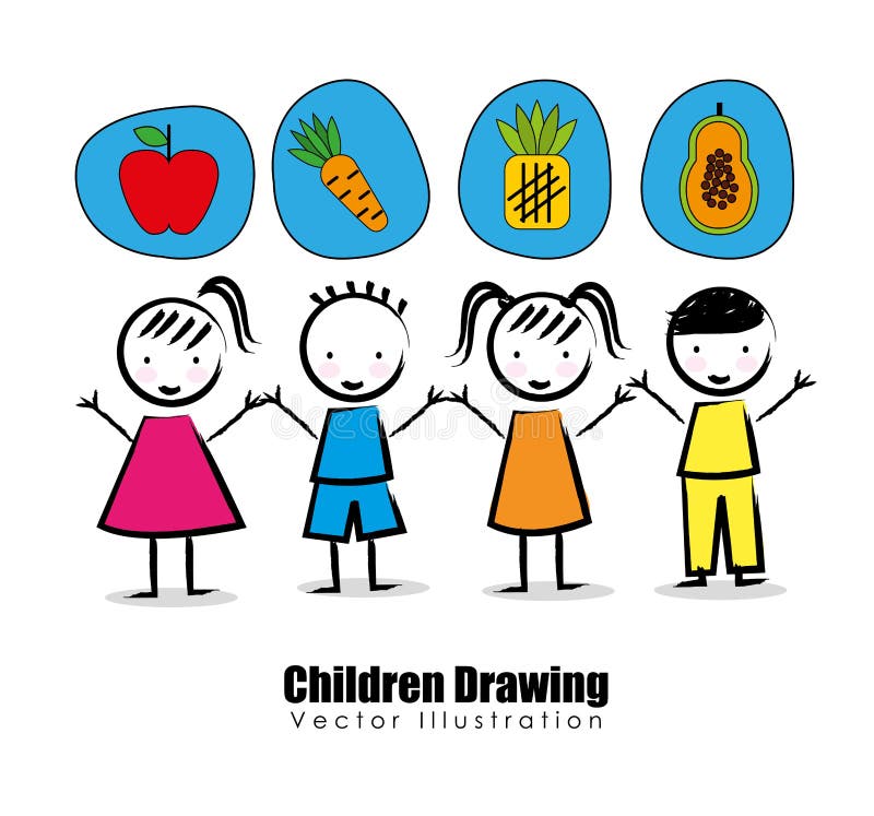 Children drawing design stock illustration. Illustration of active ...