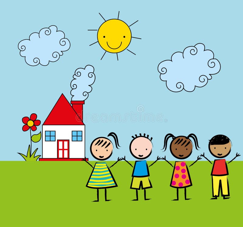 Children drawing design stock illustration. Illustration of drawings ...