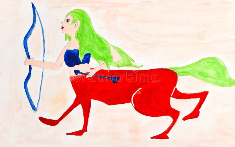 Children Drawing - Female Centaur Stock Illustration - Illustration of ...