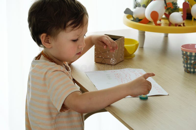 Children Drawing at Home, Toddler Development and Creativity Stock ...