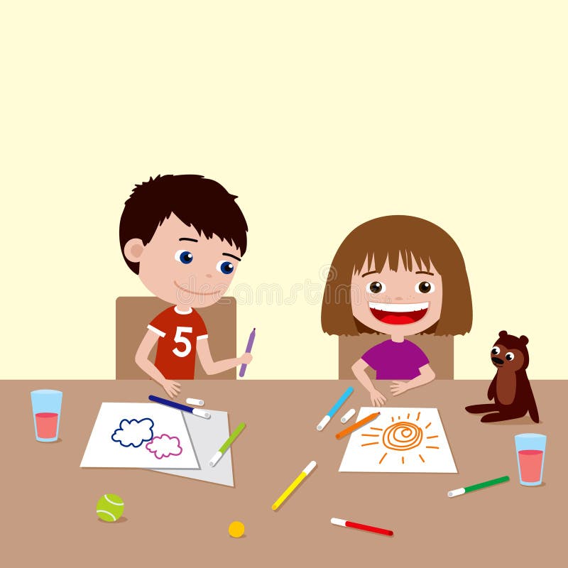 Kids Drawing Happy Children Smiling Stock Illustrations – 14,340 Kids ...
