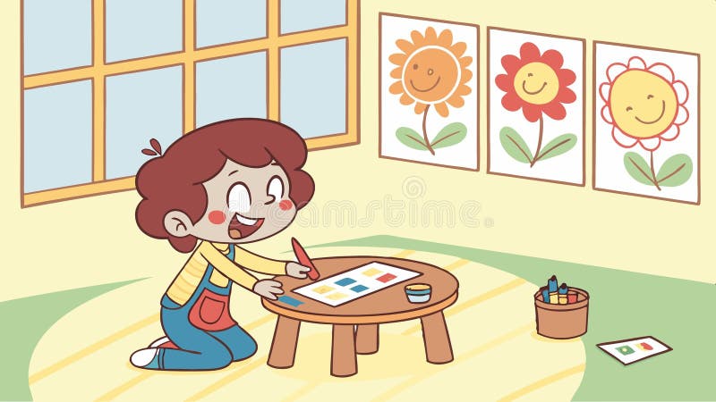 Children Drawing Painting at Table, Collaborative Art, Creative Group ...